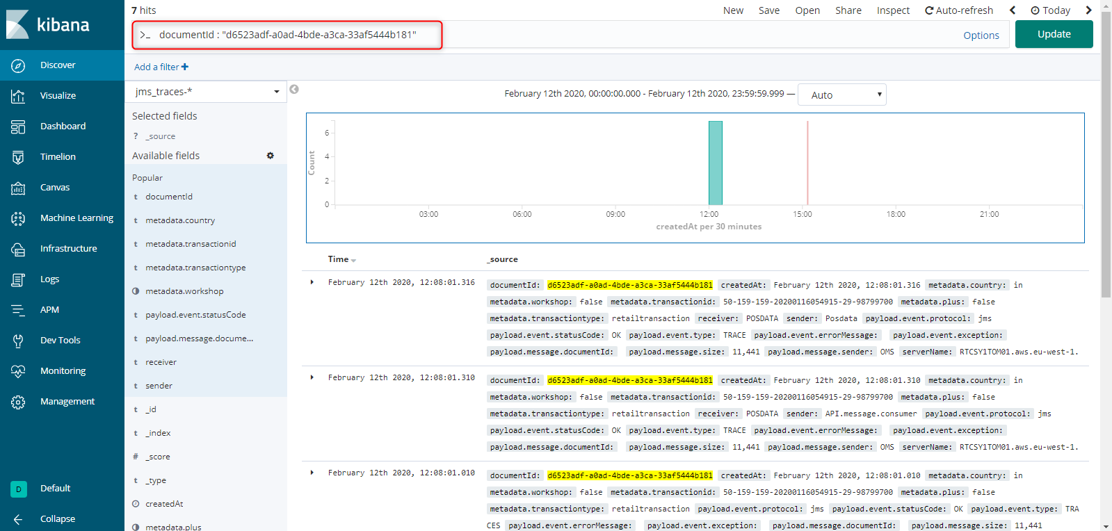 Traces sent by JMS clients :: Posdata Documentation